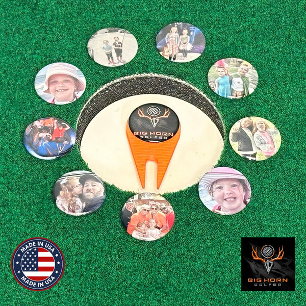 Custom Magnetic Golf Ball Markers- Set of 9 – Big Horn Golfer