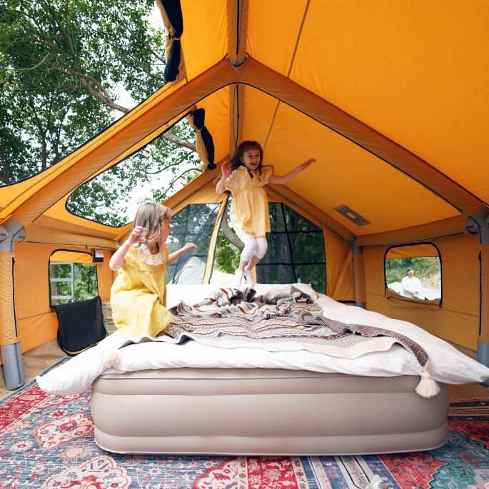 RBM Outdoors Panda Large - Inflatable tent for 2-6 person (Sunny Beige – Big Horn Golfer